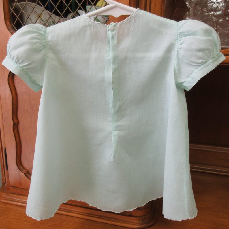 Mint Green Baby Dress With Embroidery, Tucks and Scallops, All Cotton ...