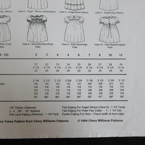 Chery Williams Basic Square Yoke Size Small 2 - 6 Sewing Pattern Girl ...