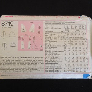 Simplicity 8719 Size 6 Child Sewing Pattern 1970s Dressy A-line Dress W ...