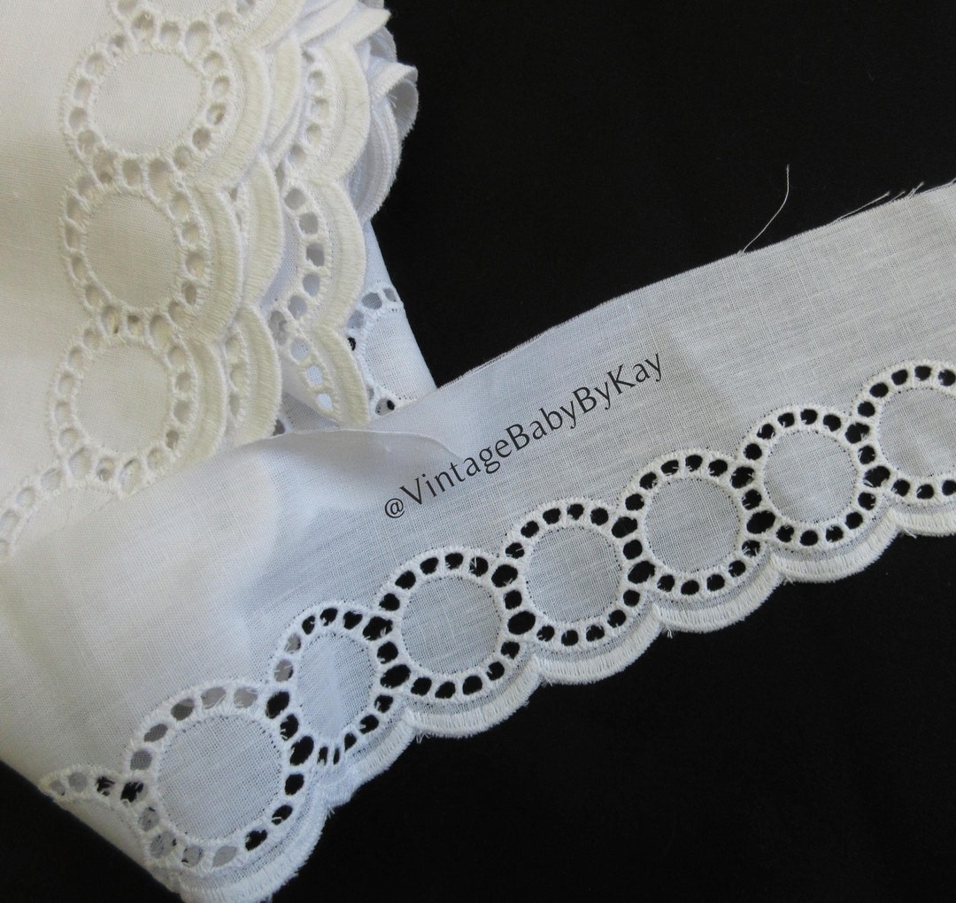 Eyelet Embroidery Edging Yardage, French Machine Sewing Supply. White ...
