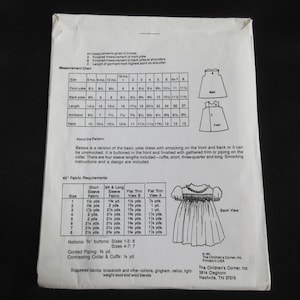 Children's Corner Pattern Bessie Size 5 6 Sewing Pattern Girl Dress ...