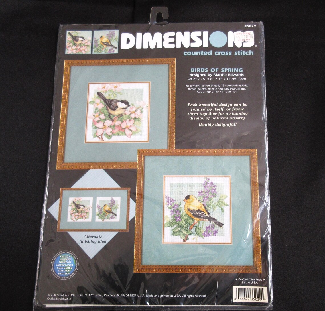 Dimensions Cross Stitch Kit #35029 Birds of Spring, Pair of 6" Square ...