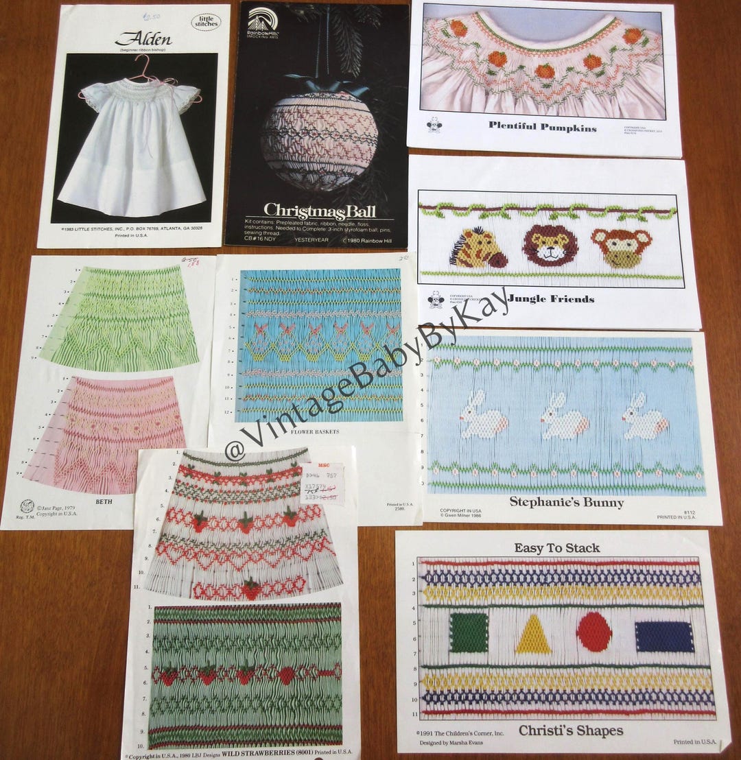 Smocking Plates Lot of 9 Vintage Designs by Various Designers, Hand ...