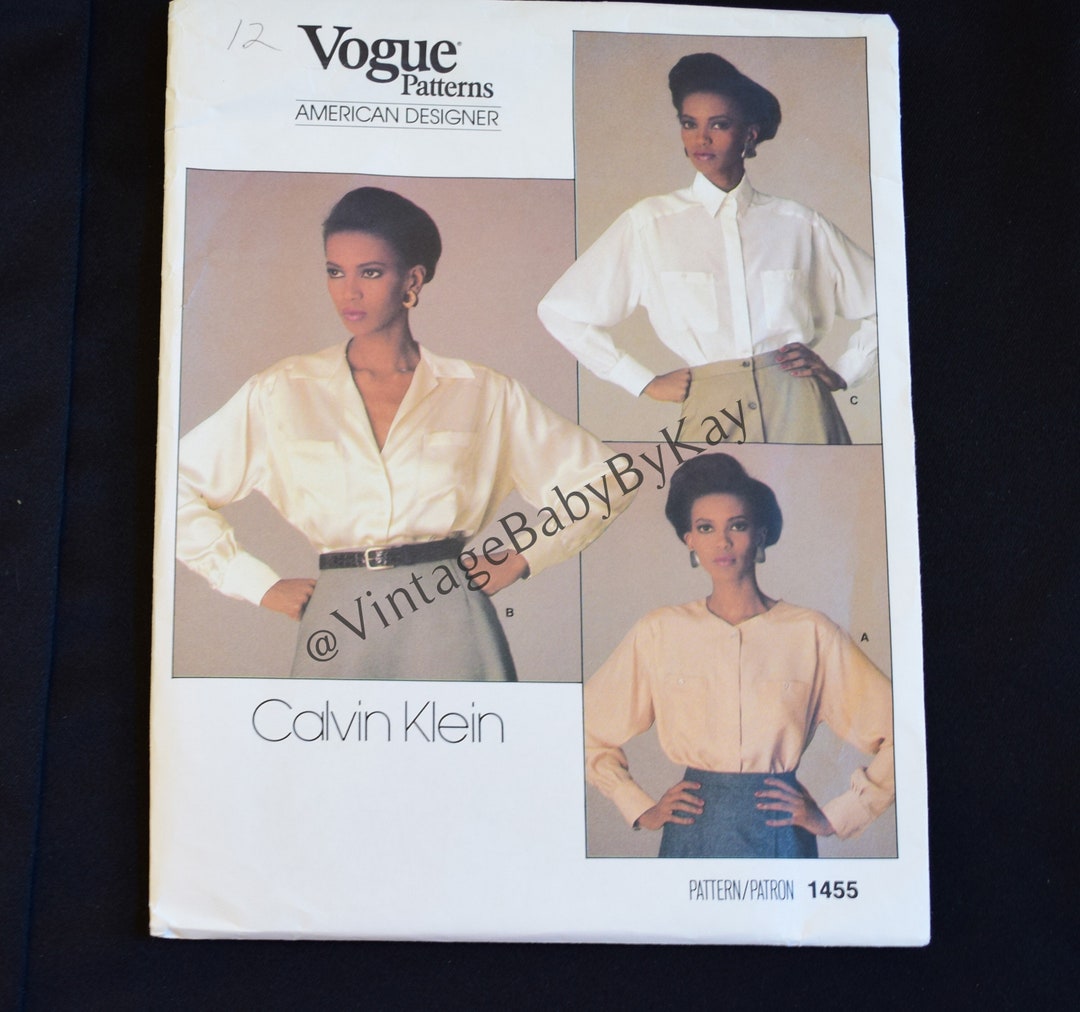 Vogue Calvin Klein Pattern 1455 Sz 12 American Designer Blouse Shirt ...