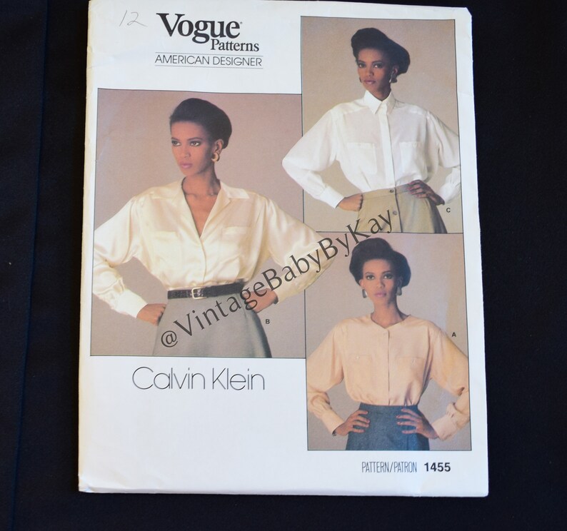 Vogue Calvin Klein Pattern 1455 Sz 12 American Designer Blouse - Etsy