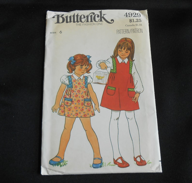 Butterick 4929 Girl Jumper size 6 Sewing Pattern 80s Back to | Etsy