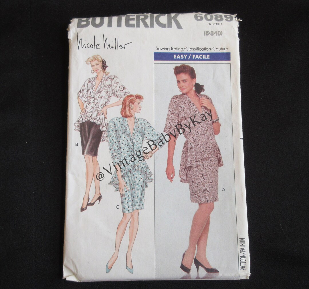 Butterick Pattern 6089 Size 6 8 10 Nicole Miller Design, Adult Woman ...