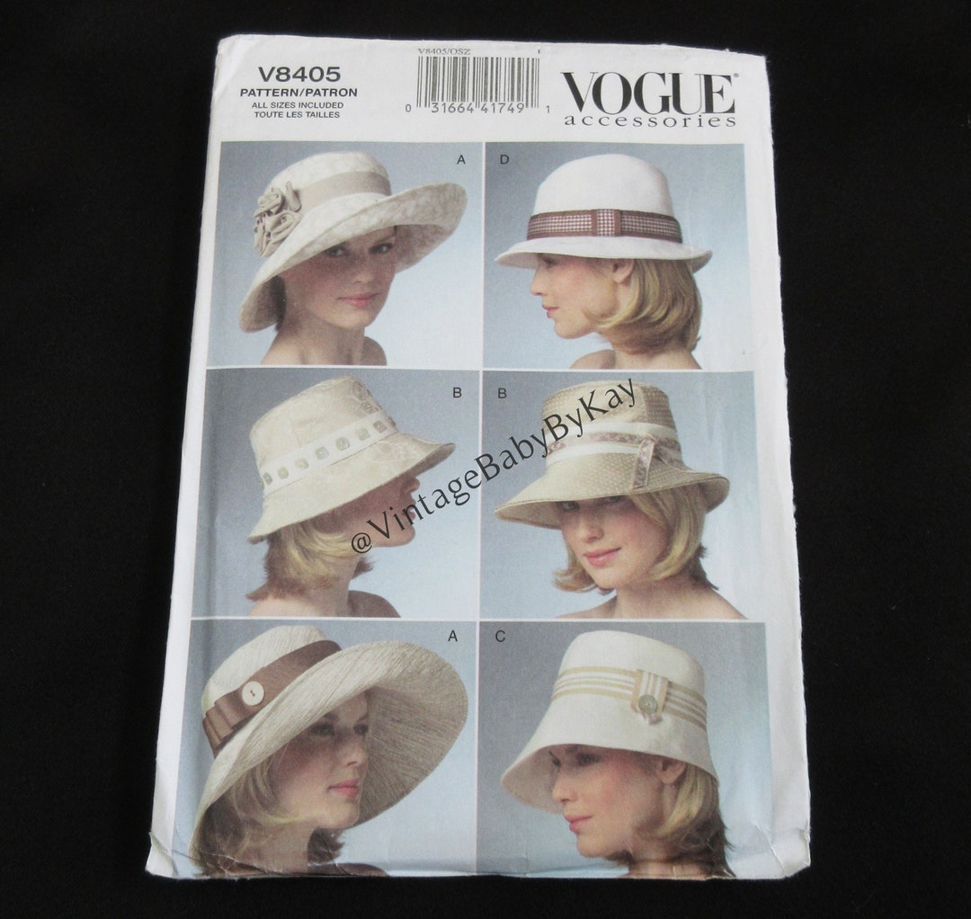 Vogue 8405 Hats for Women in 3 Sizes, Hat Wardrobe Sewing Pattern, 4 ...