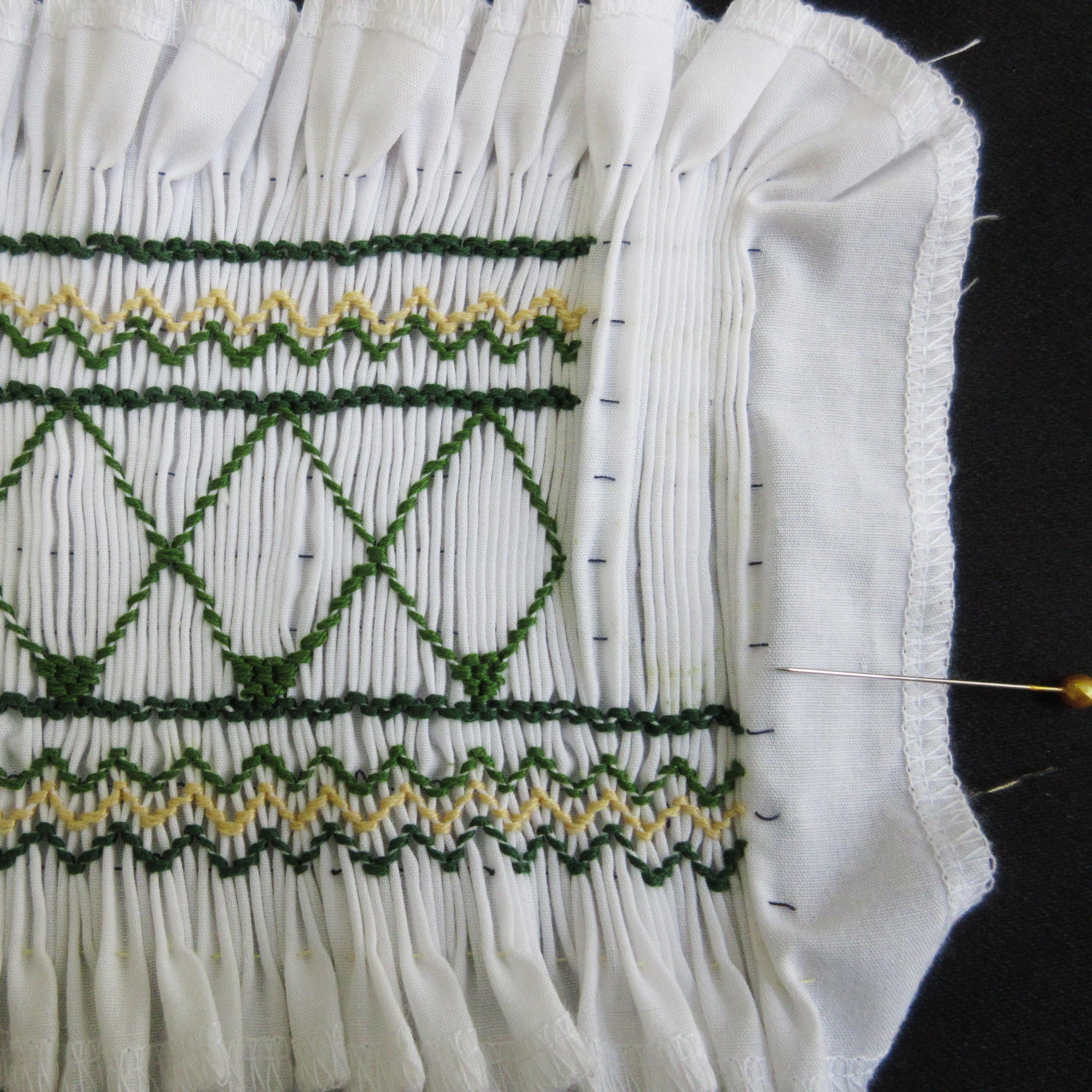 Hand Smocked Insert Ready to Embellish or Upcycle, 9 Row Geometric ...
