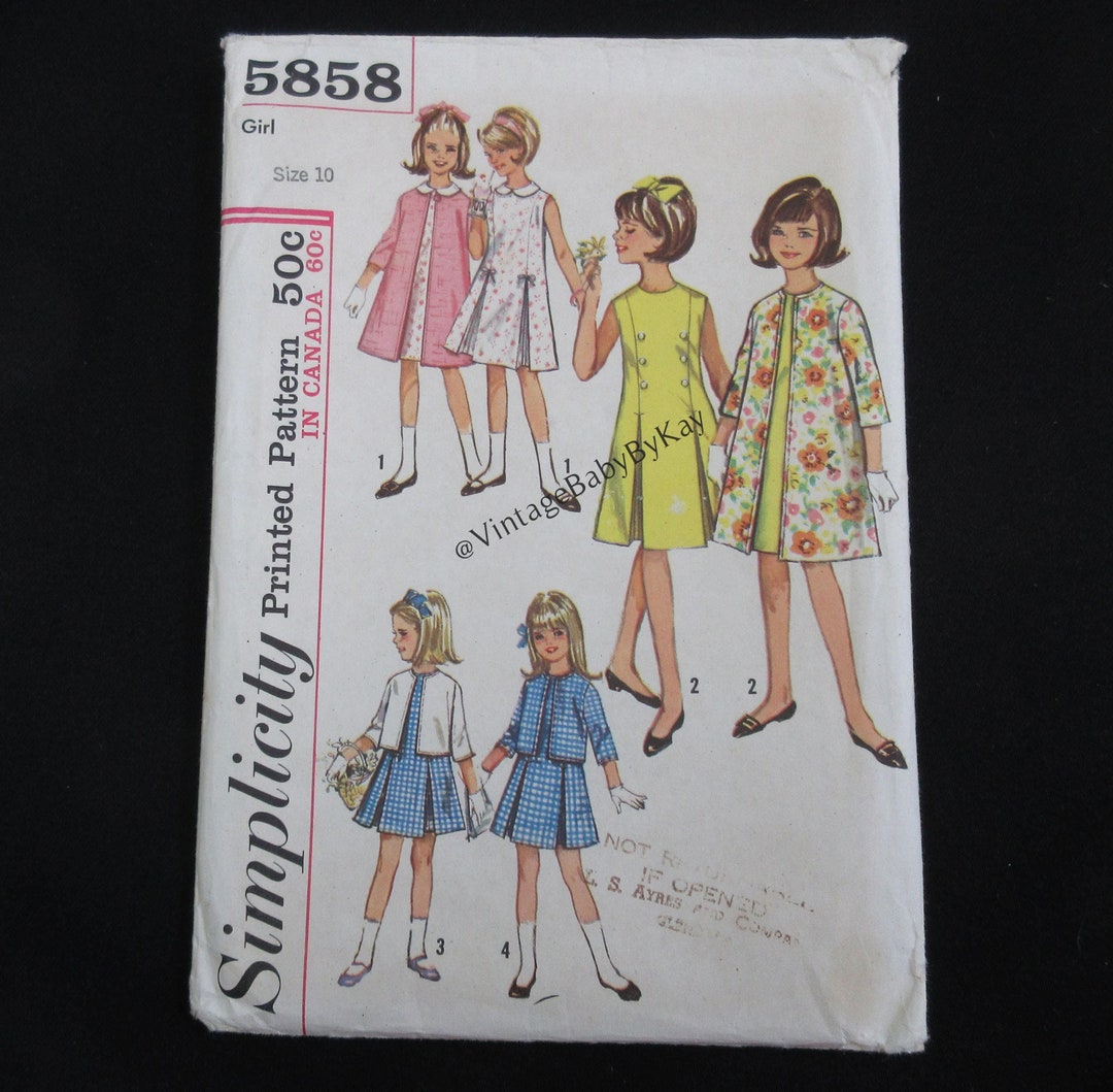 Simplicity 5858 Size 10 Girl Dress and Coat or Jacket, Sewing Pattern ...