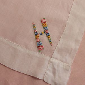 H Monogram Vintage White Hanky Petit Point Embroidered Wedding ...