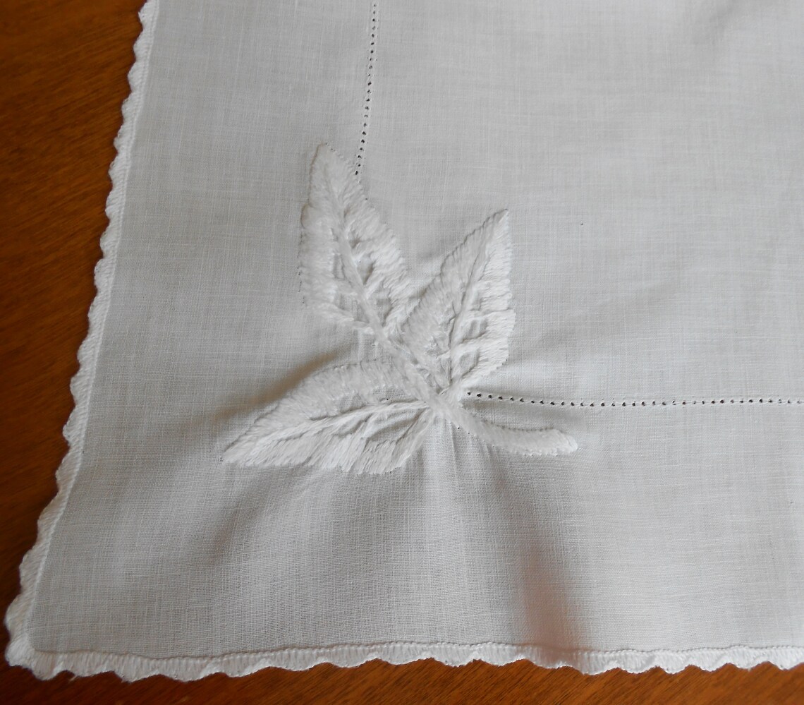 Linen Table Runner White Embroidery Openwork Tone on Tone. | Etsy