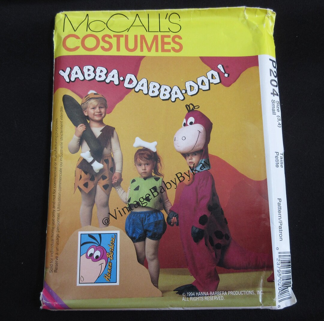 Simplicity 7203 or P204 Flintstones Costume Pattern Child Size 3 4, Bam ...