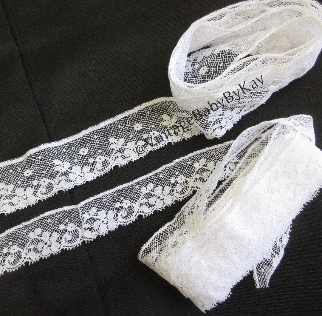 Heirloom Lace Yardage Edging White Floral Pattern in 2 Widths 1" OR 1. ...