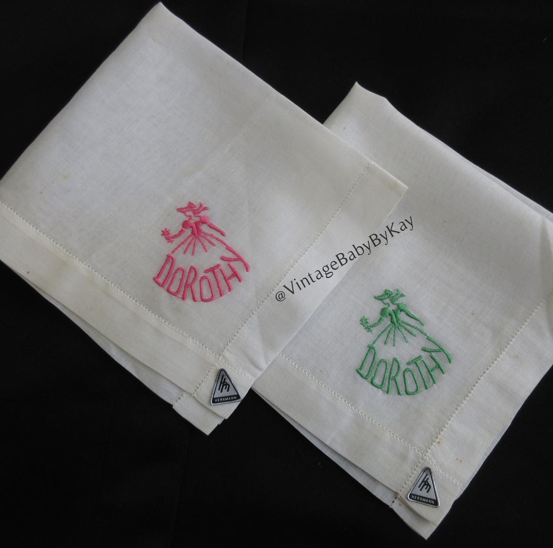 Dorothy Monogram Vintage White Wedding Hanky Embroidered Handkerchief ...