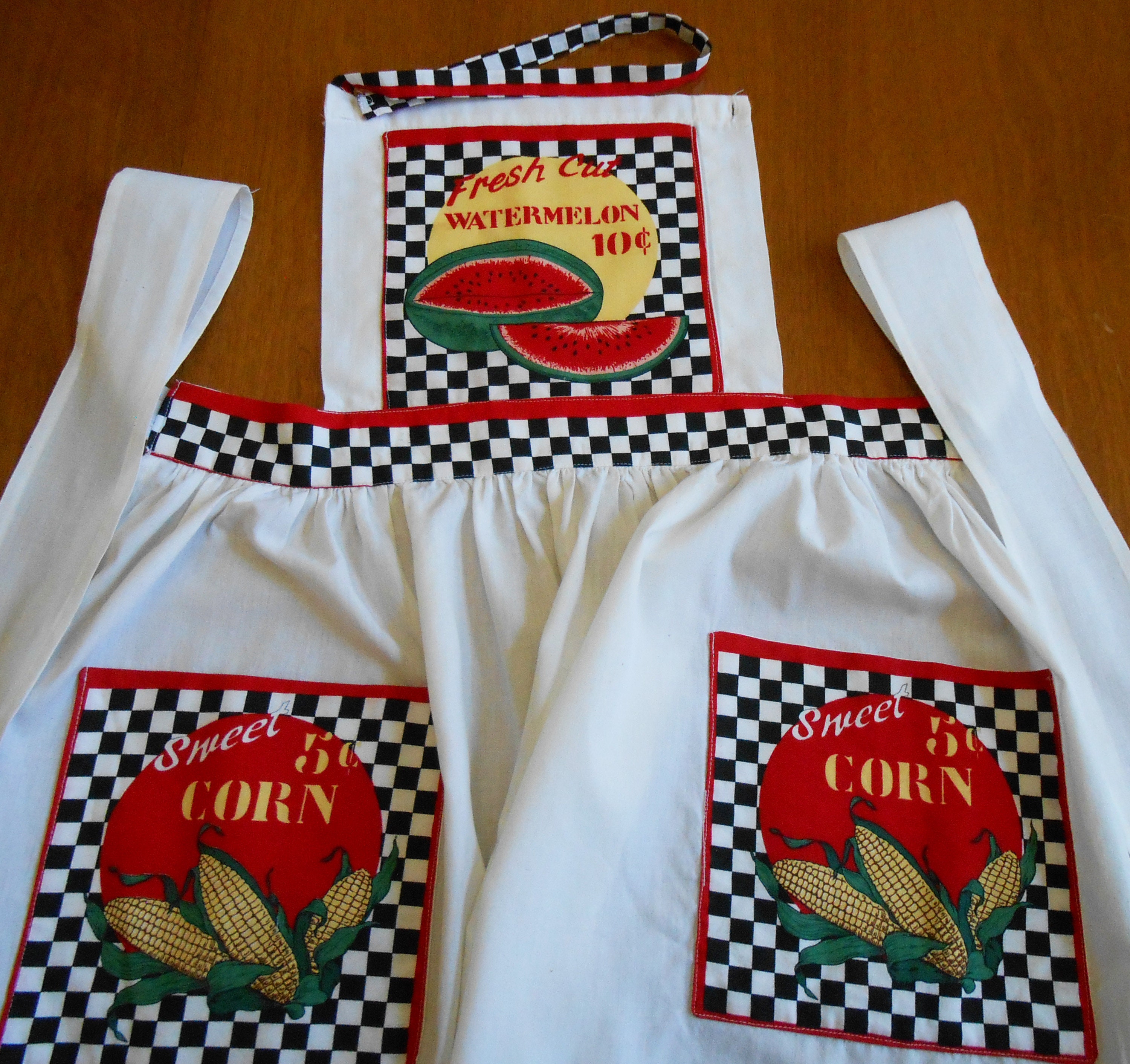 Full Bib Apron Watermelon and Sweet Corn Colorful Accents - Etsy