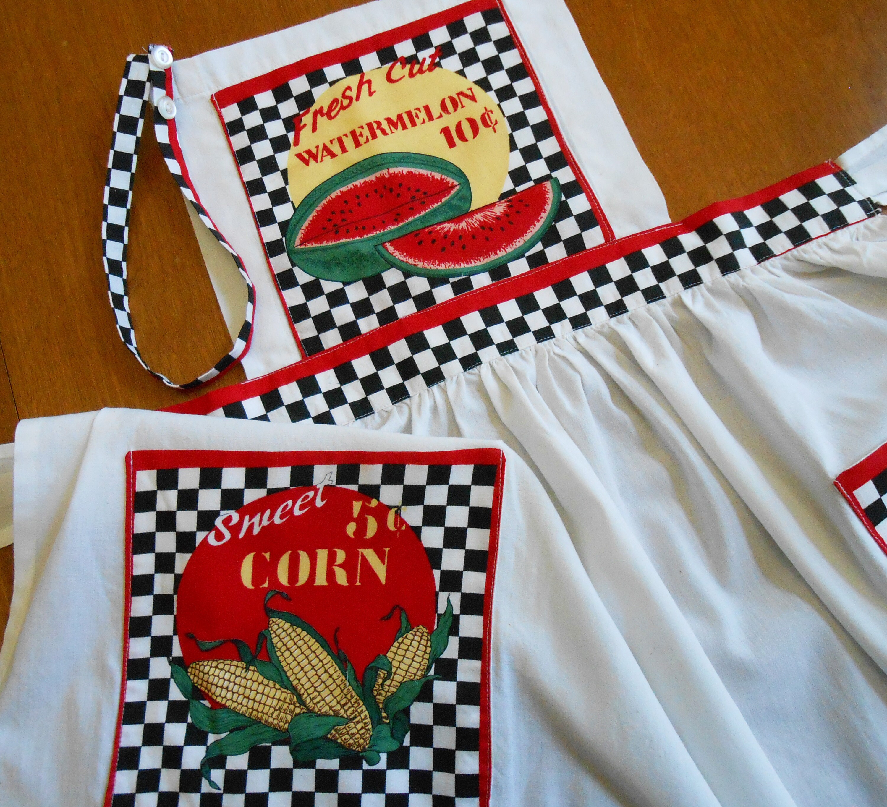 Full Bib Apron Watermelon and Sweet Corn Colorful Accents - Etsy