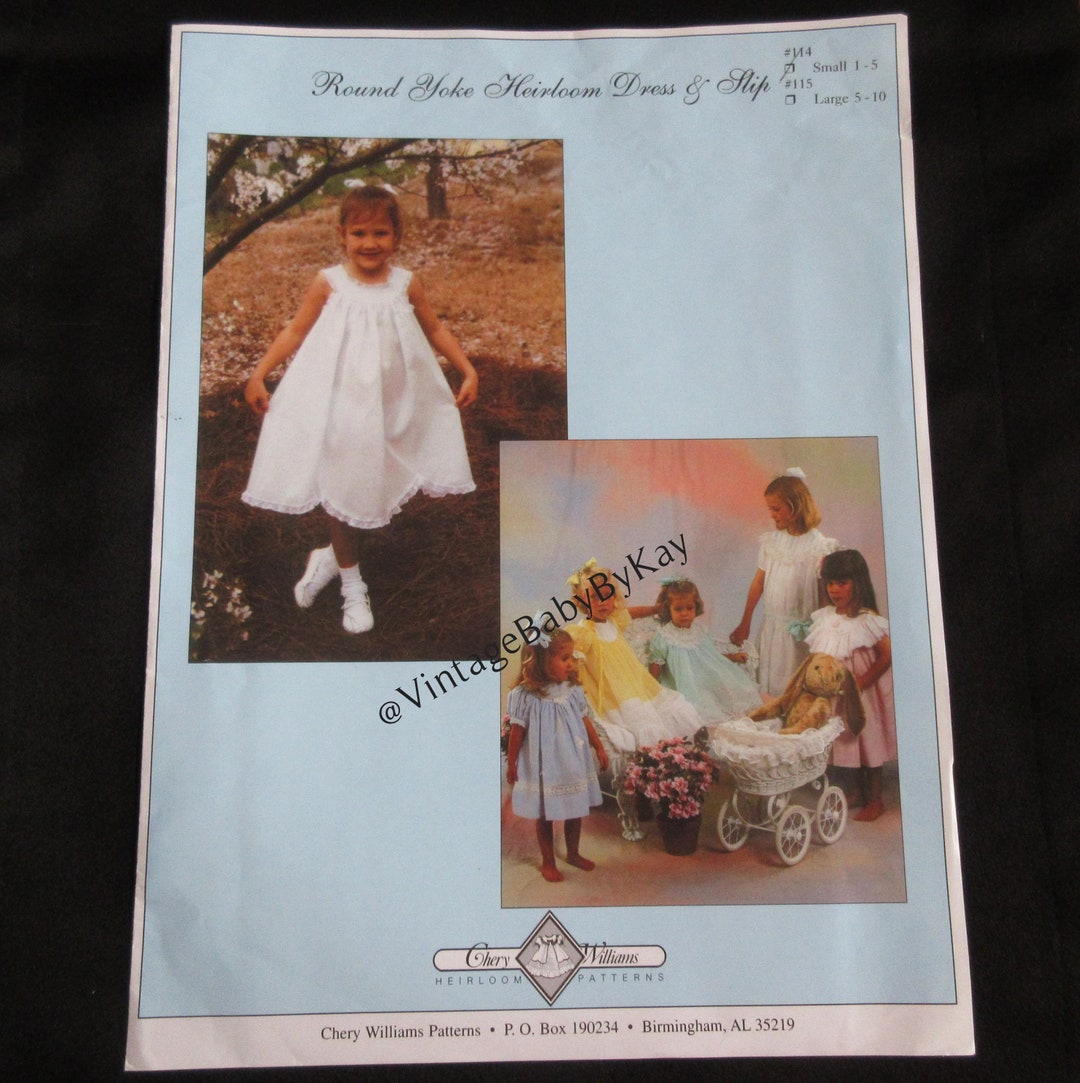 Chery Williams Pattern Round Yoke Heirloom Dress & Slip Size 1 - 5 ...