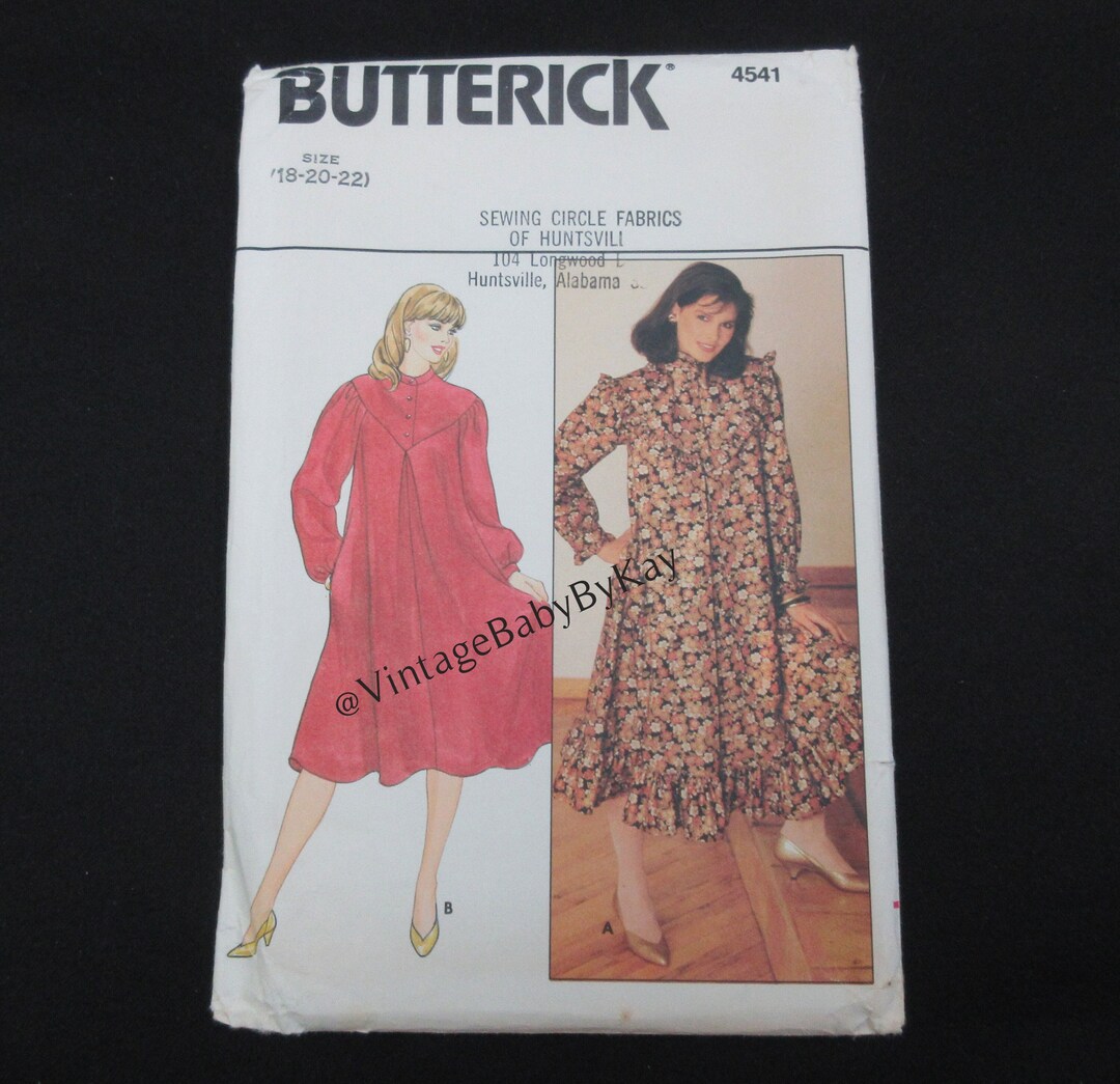 Butterick 4541 Size 18 20 22 Adult Woman V-yoke Dress W Long Sleeves ...