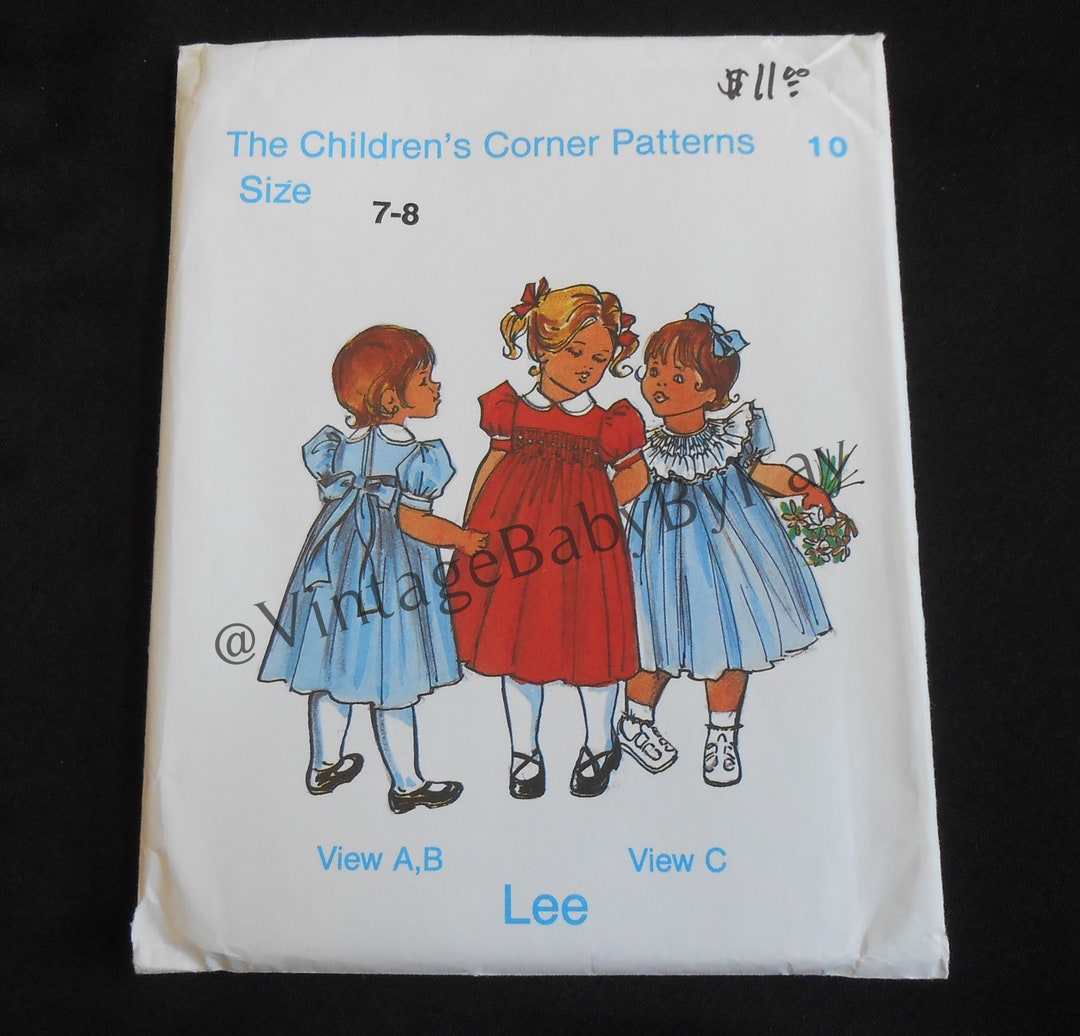 Children's Corner Pattern Lee Sz 7-8 OR 5-6 Sewing Girl Smocked Yoke ...