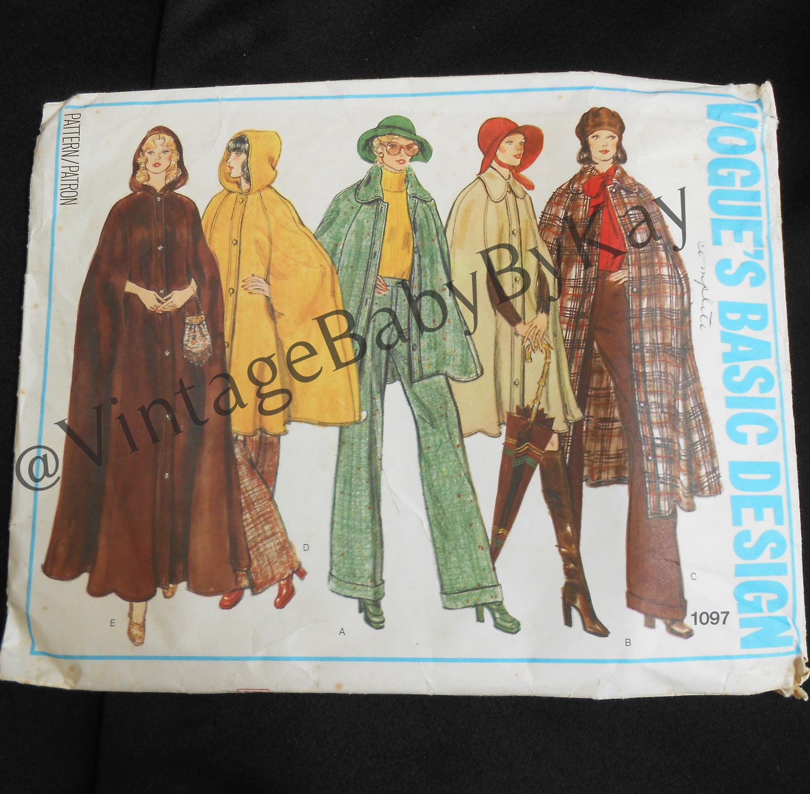 Vogue 1097 size 14 DIY Sewing Pattern Unlined Cape in 4 | Etsy