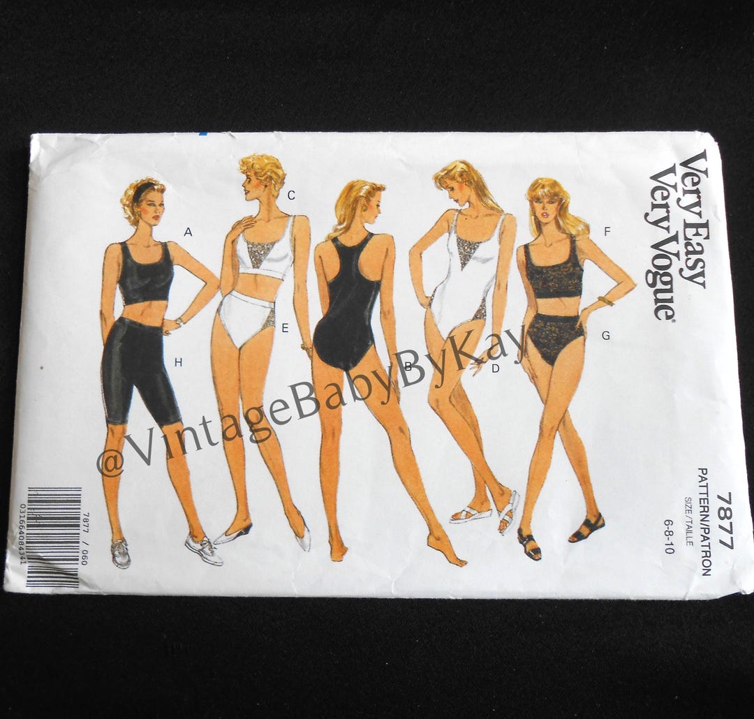Vogue Pattern 7877 Size 6 - 8 - 10 Bodysuit Sports Bra, Panties ...