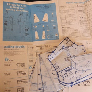 Simplicity 8719 Size 6 Child Sewing Pattern 1970s Dressy A-line Dress W ...