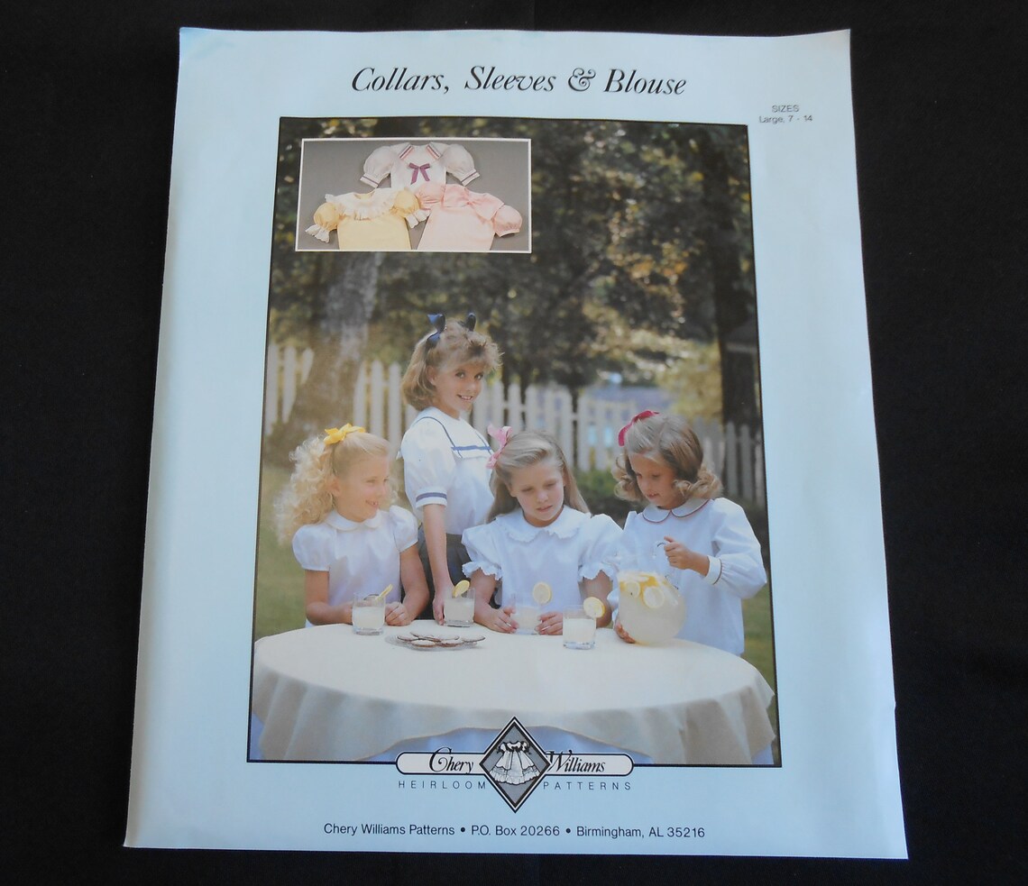 Chery Williams Pattern Collars Sleeves & Blouse Size 2-6 OR 7-14 Girl ...