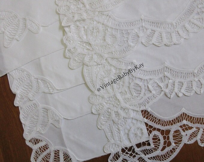 Battenburg Placemat Set of 4 White Cotton With Napkins, Battenberg Lace ...