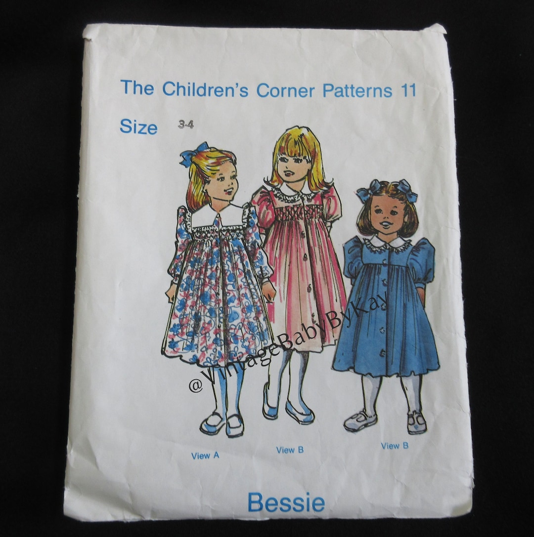 Children's Corner Pattern Bessie Size 3 4 Sewing Pattern Girl Dress ...
