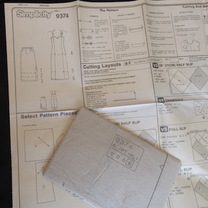 Simplicity 8969 OR 9374 Slip, Half Slip and Camisole, Adult Woman Sz 6 ...