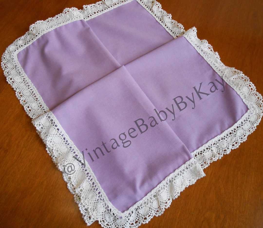 Lavender Purple Table Runner Vintage Cotton Table Topper, Extra Wide 29" X 41" W Cluny Lace Trim ...