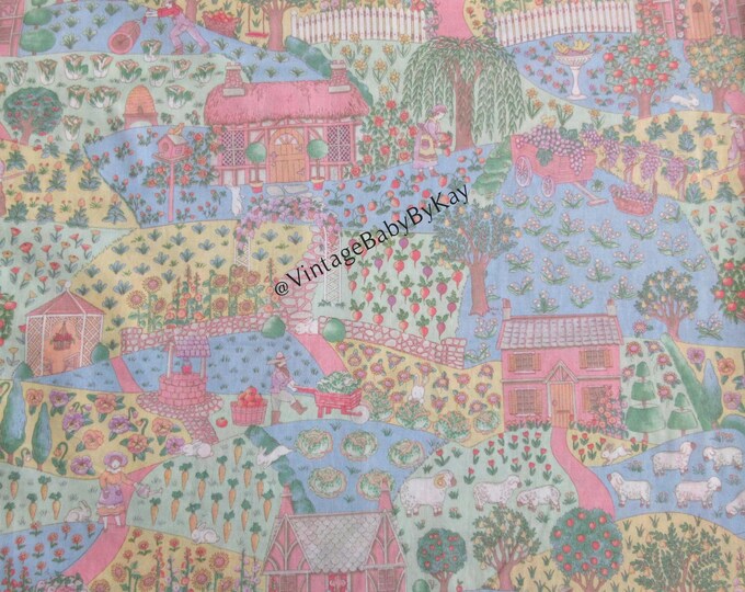 Spring Garden Farm Theme Cotton Fabric Yardage, Colorful Pastoral Print ...