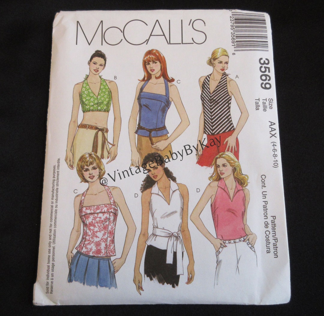 Mccall's 3569 Size 4 6 8 10 Halter Top Sewing Pattern - Etsy