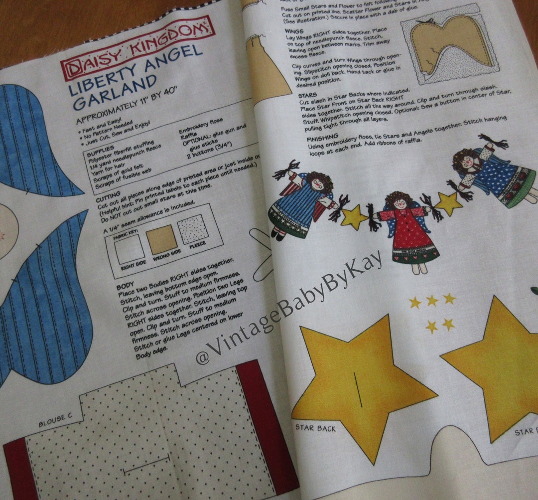 Daisy Kingdom Fabric Panel 1977 Liberty Angel Garland to Cut and Sew ...