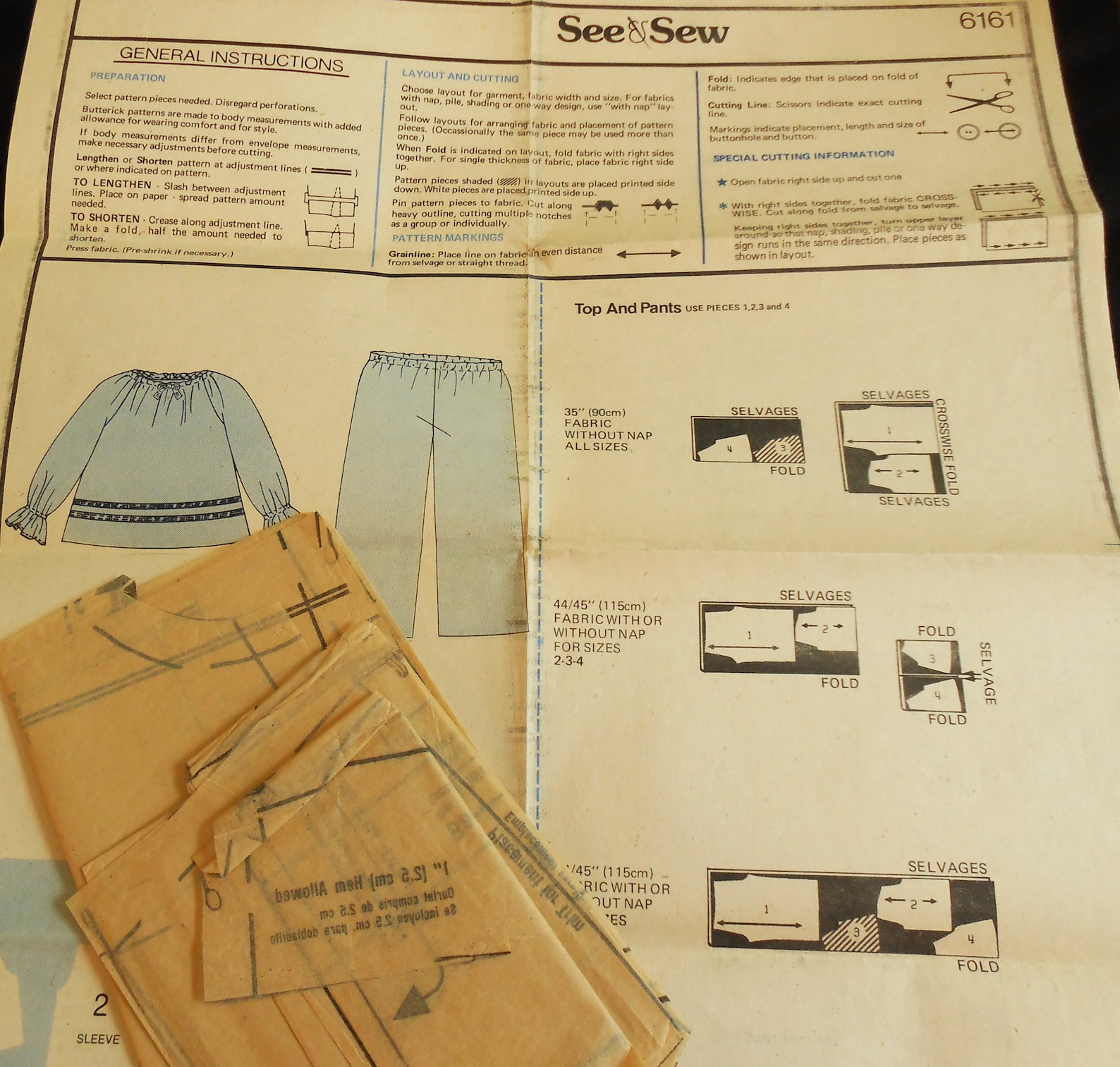 Butterick See & Sew 6161 Pattern Girl Peasant Top and Pants - Etsy