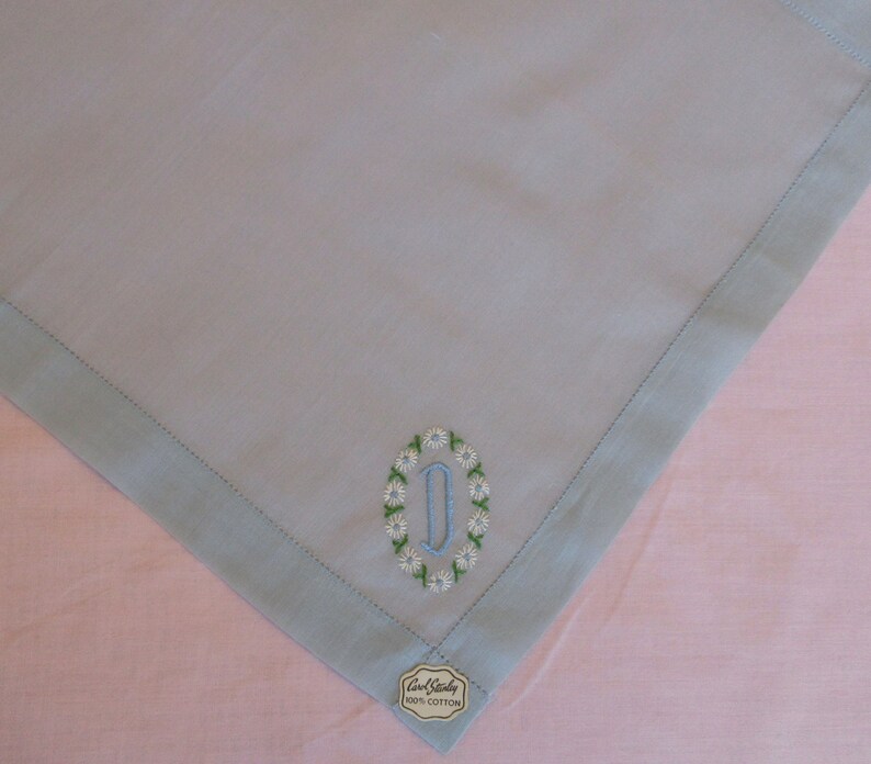 D Monogram Hanky Vintage Blue Cotton Handkerchief Blue - Etsy