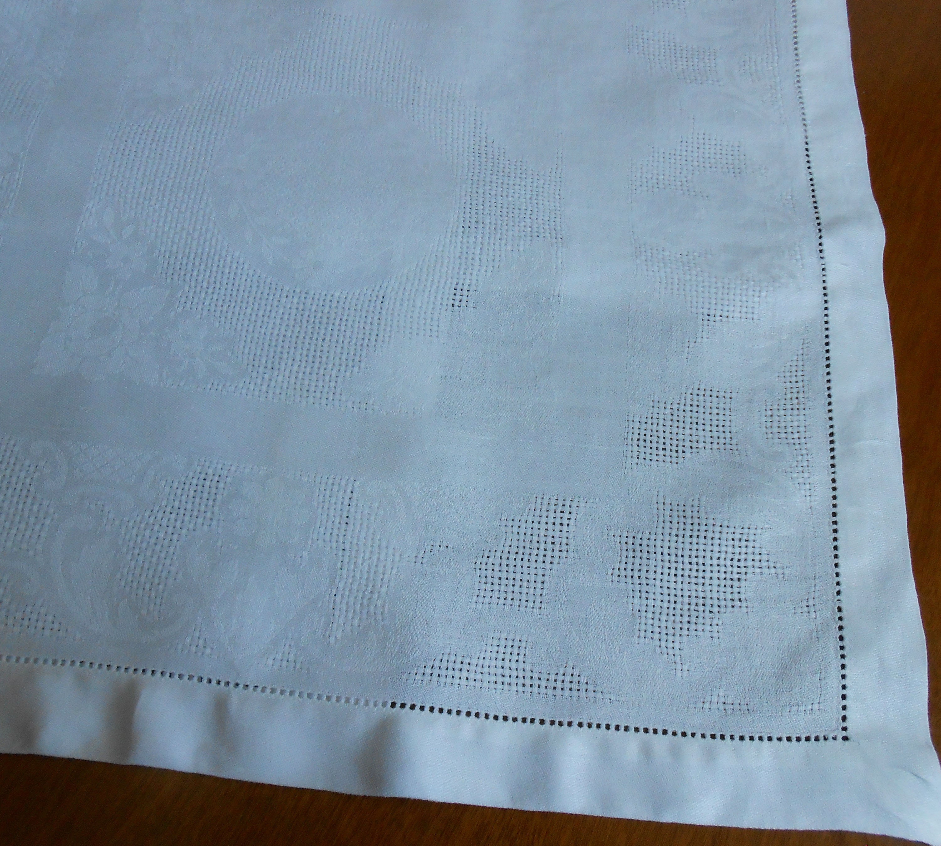 4 Linen Damask Napkins Rose Floral With Openwork Vintage Set - Etsy