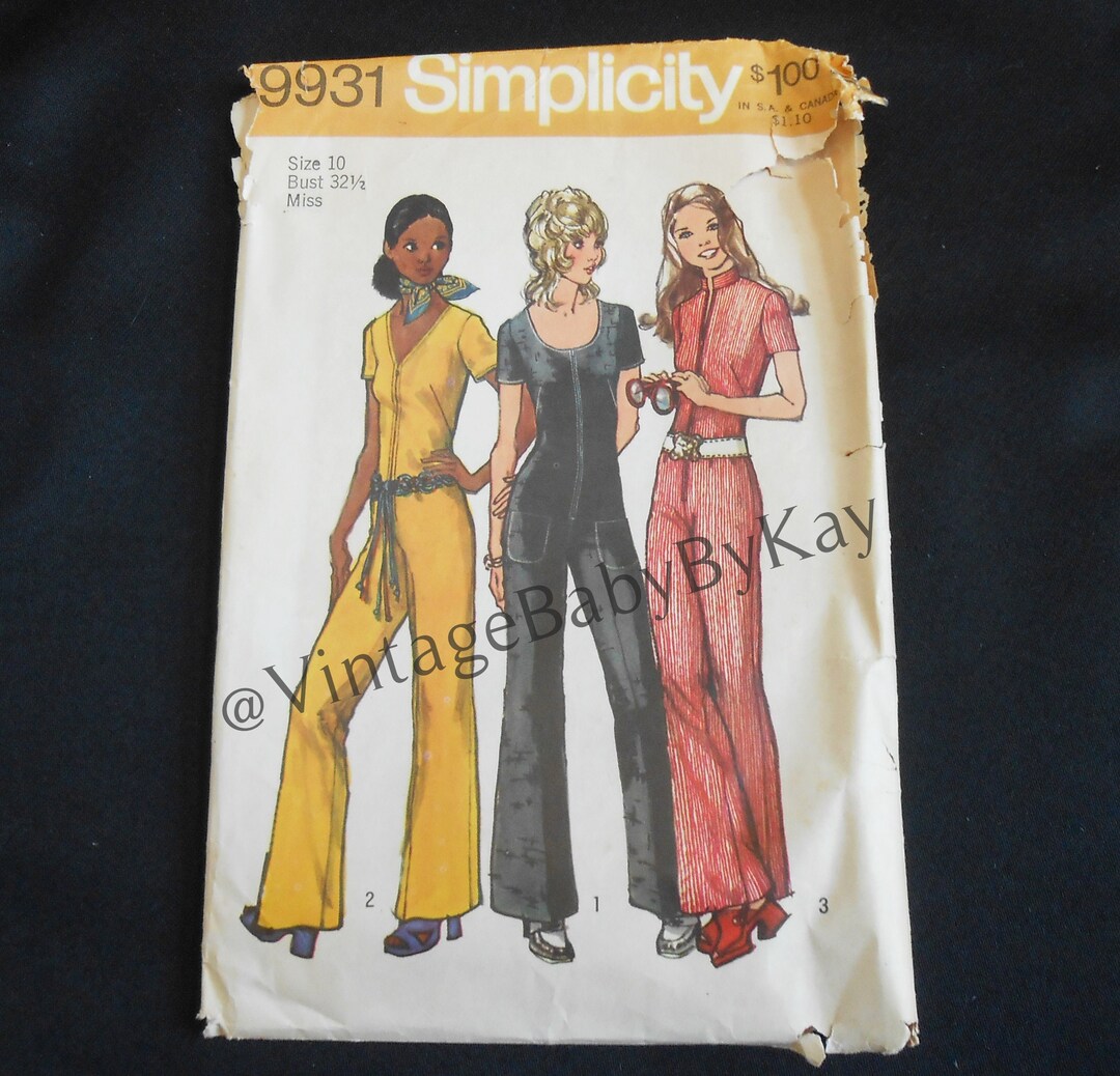 Simplicity 9931 Size 10 Adult Woman Jumpsuit Romper Casual Wear W Zip ...