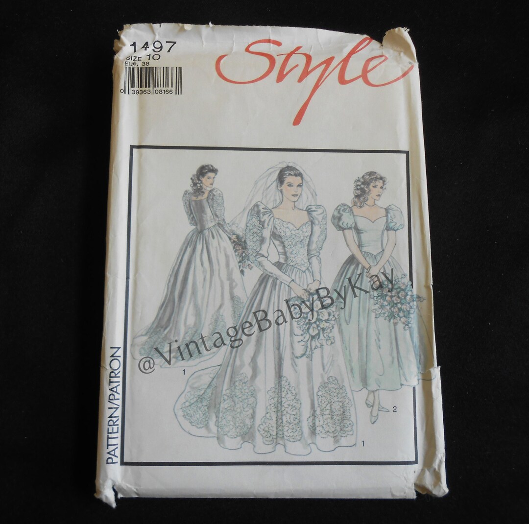 Style Pattern 1497 Size 10 Wedding Formal Bridesmaid Gown Unused 80s ...