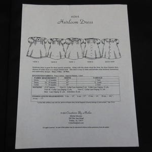 Heirloom Dress 124 Creations by Michie, Size 3-24 Month OR 2-5, Sewing ...