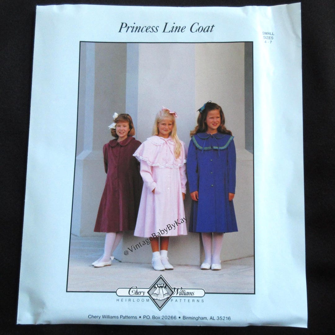 Chery Williams Princess Line Coat Size Small 4 - 7, Lined Pleated Back ...