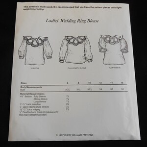 Chery Williams Pattern Ladies' Wedding Ring Blouse Size 6 16 Adult ...