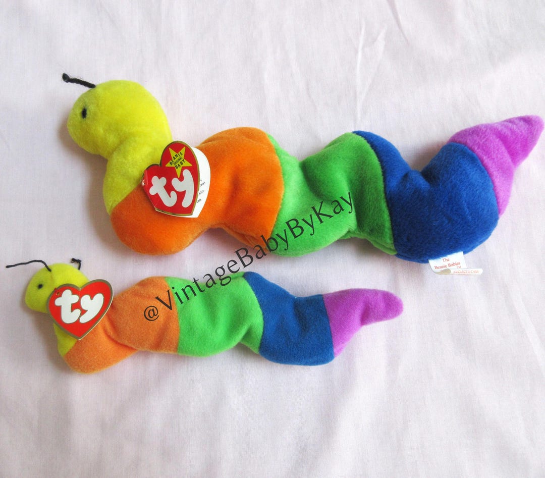 Beanie Baby Inch the Worm With Matching Teenie Beanie 1995 Collectible ...