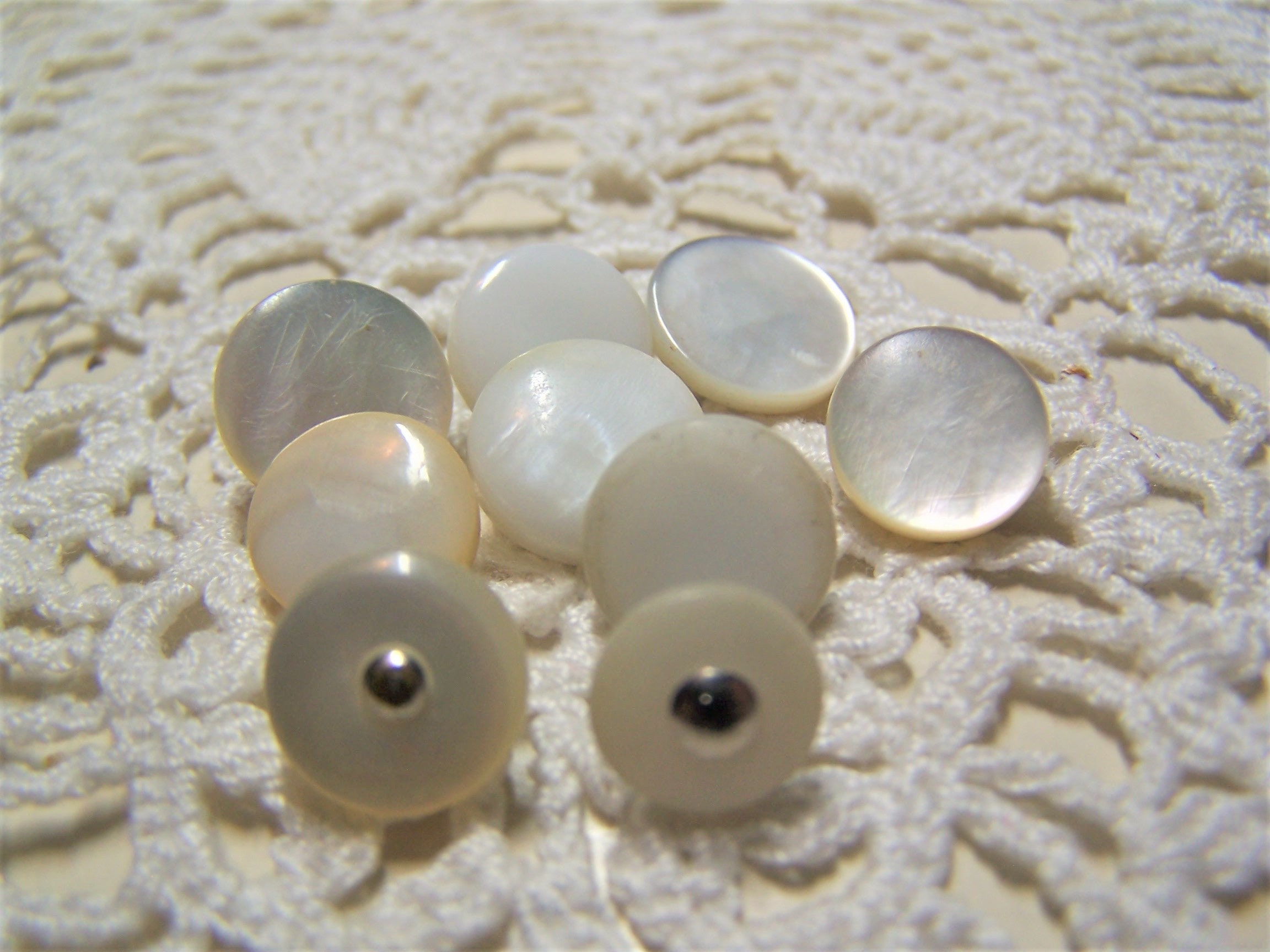 Knitting 9 Assorted Antique MOP Buttons Small with Different Shanks ...