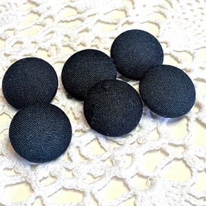 3/4" Black Silk Fabric Covered Vintage Buttons, Handmade, Set of 6 - Etsy
