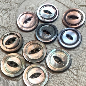 17 of 3/4" Abalone Shell Antique Buttons With Rims ~ 2-hole Fisheyes ...