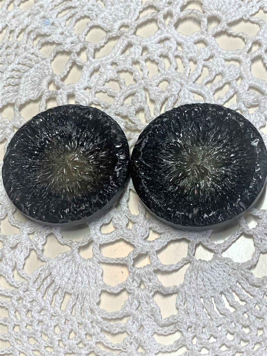 Pair of 1-1/2 Dark Brown Textured Vintage Cellulose Acetate Chunky ...