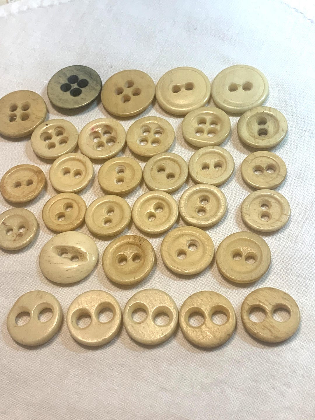 32 Bone Antique Buttons ~ Pig Nose & Utilitarian Assorted Antique ...