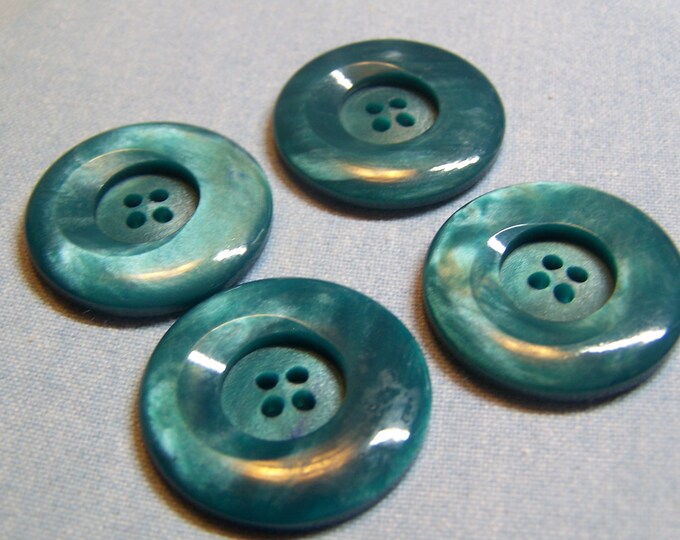Beautiful Vintage Large Teal Blue Pearlescent Buttons Set of - Etsy